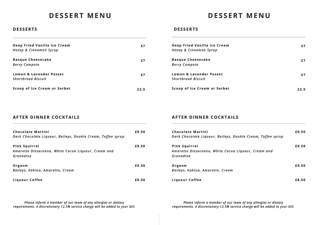 Menus - Maple Restaurant