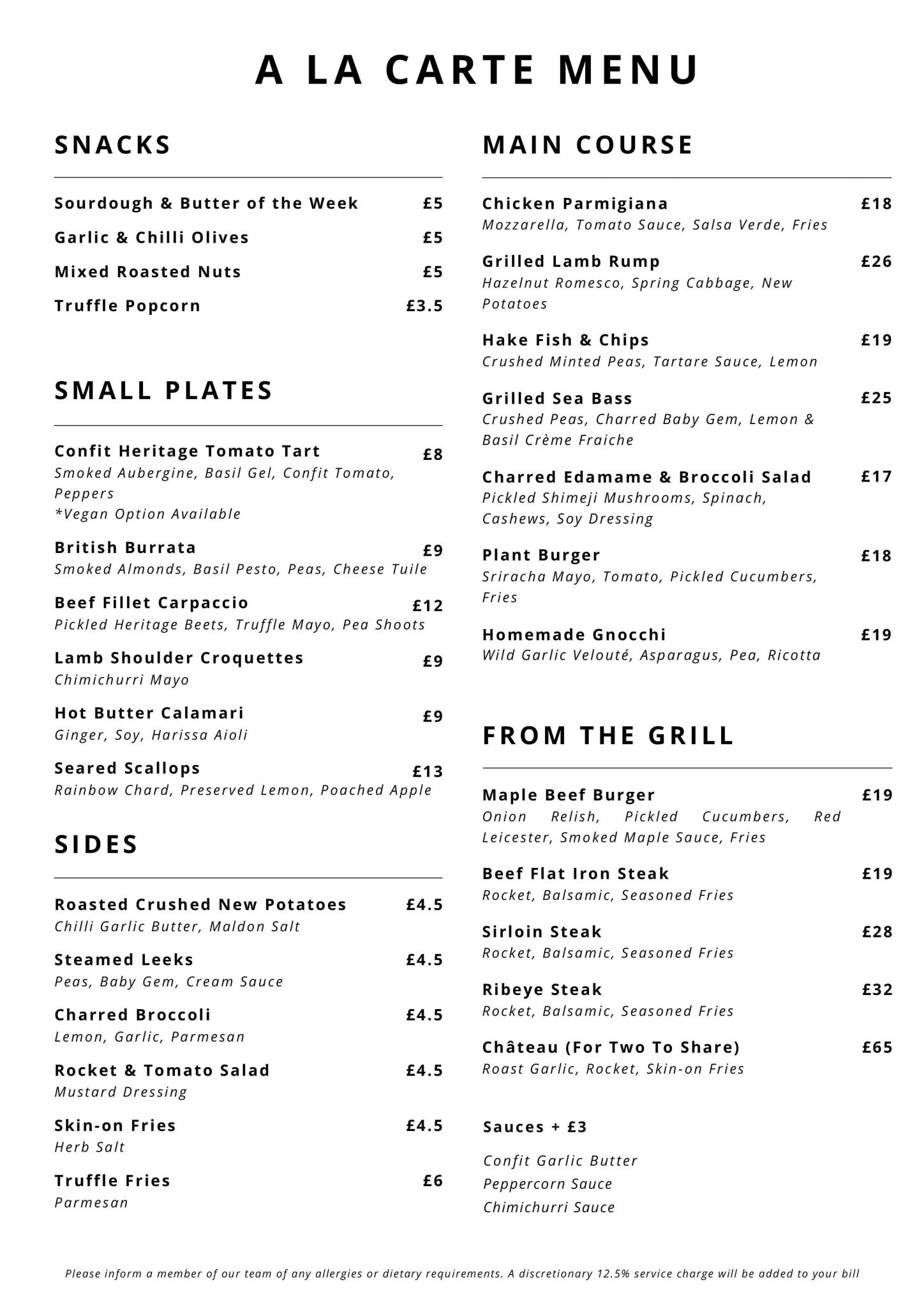 Menus - Maple Restaurant