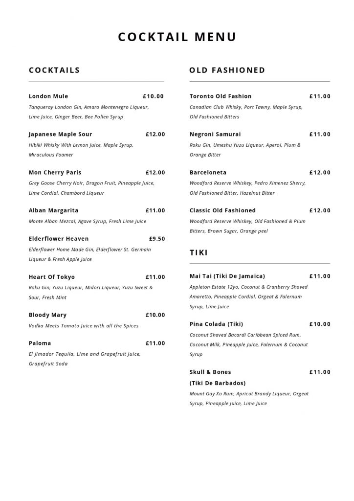 Menus - Maple Restaurant