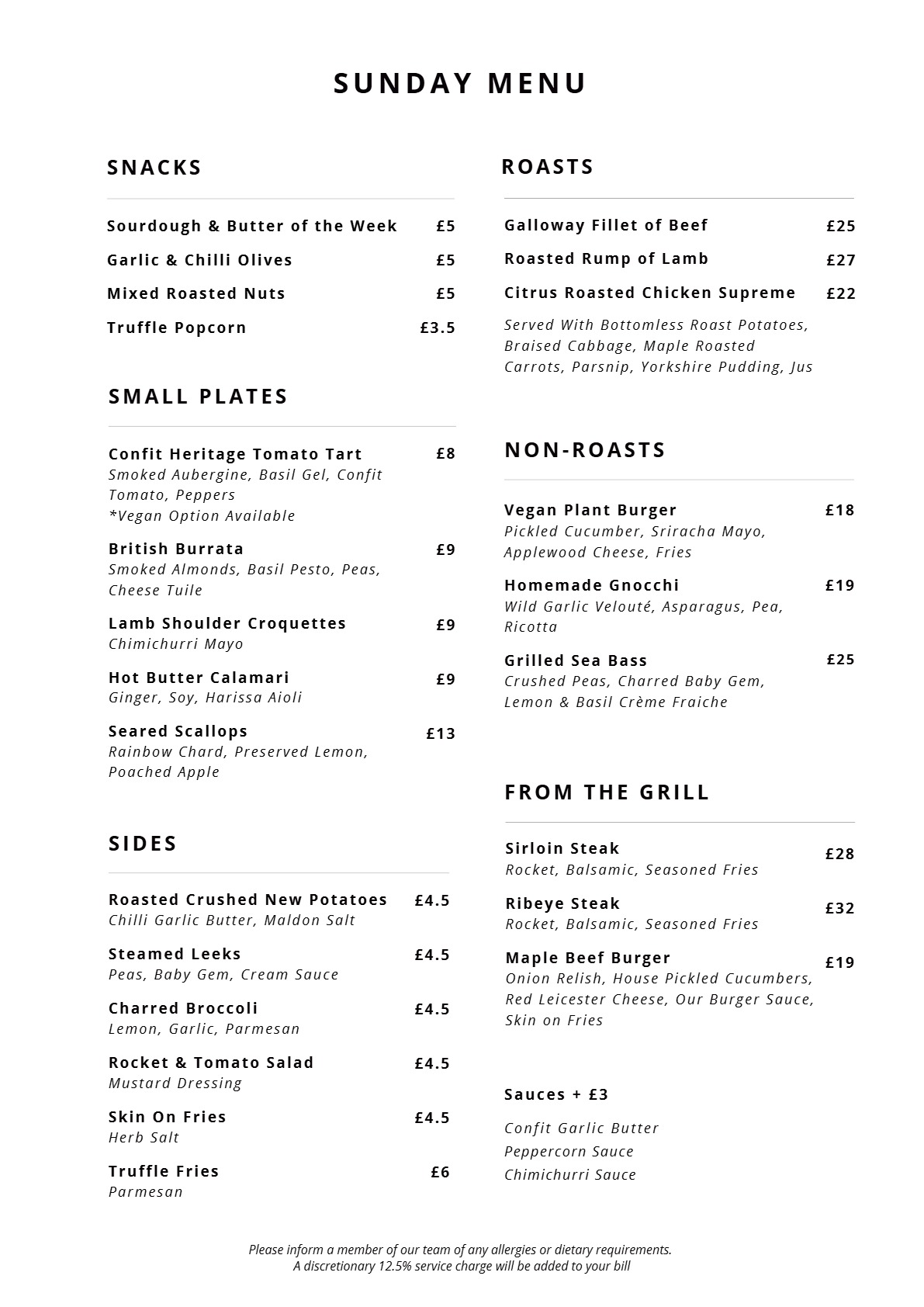 Menus - Maple Restaurant
