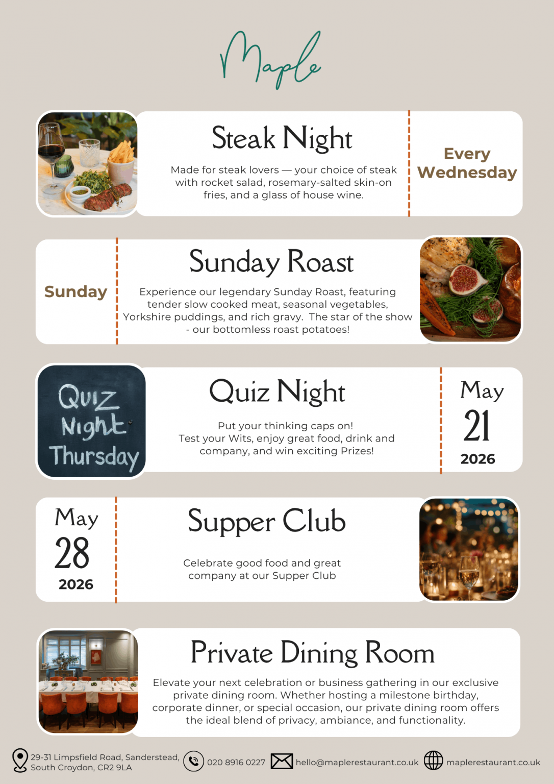 Menus - Maple Restaurant