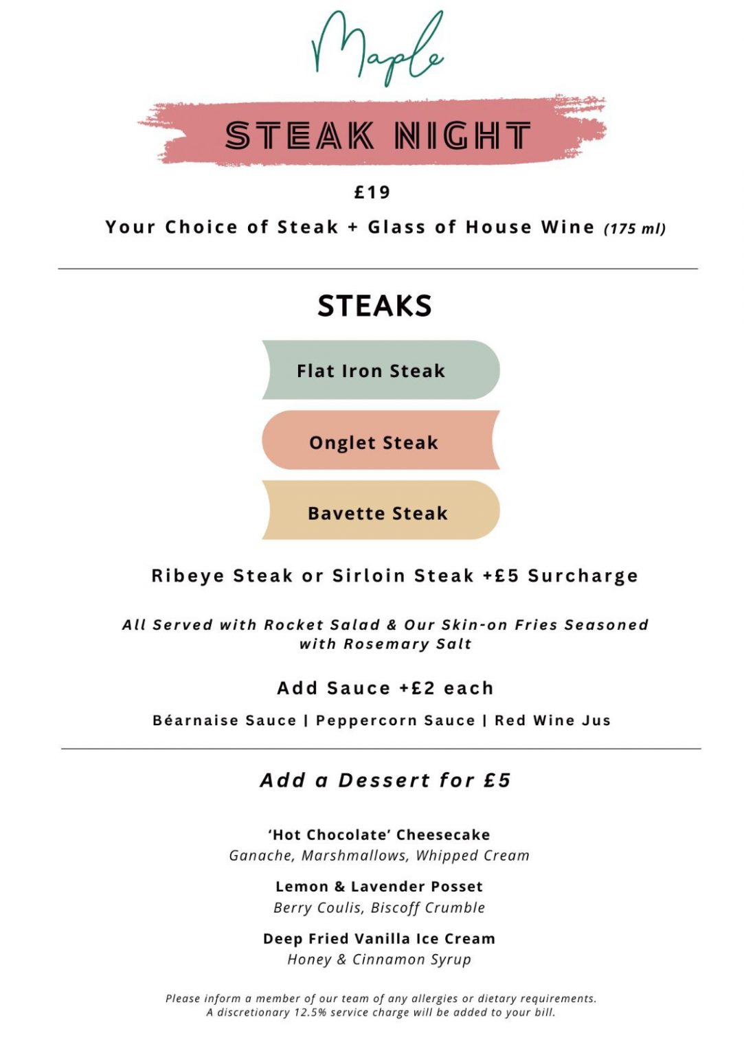 Menus - Maple Restaurant