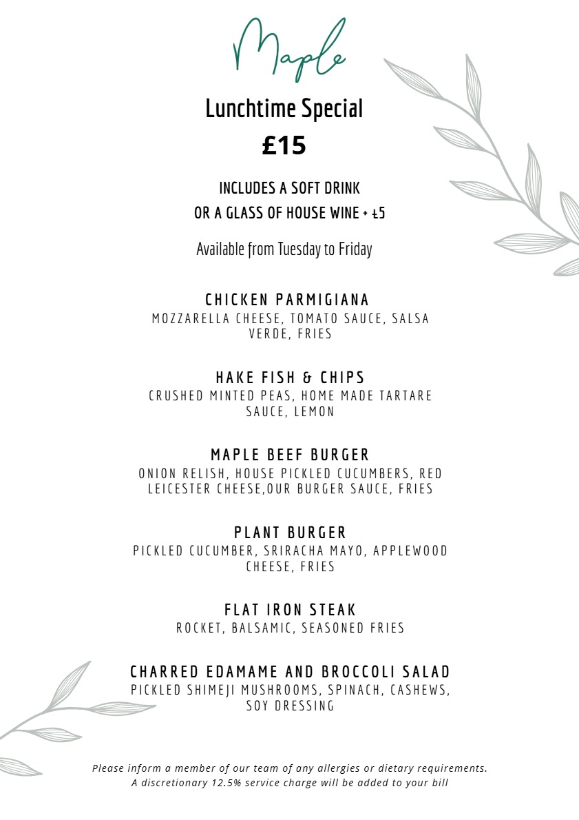 Menus - Maple Restaurant